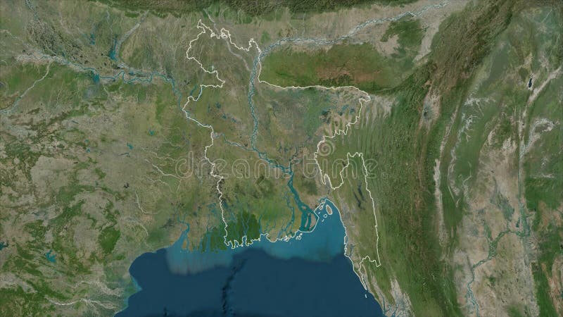 Bangladesh Outlined. High-res Satellite Stock Illustration ...