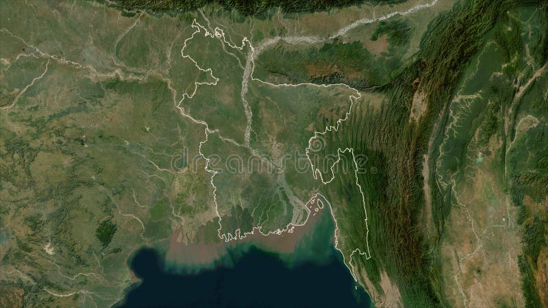 Bangladesh Outlined. Low-res Satellite Stock Illustration ...