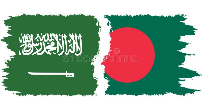 Bangladesh and Saudi Arabia Grunge Flags Connection Vector Stock Vector ...