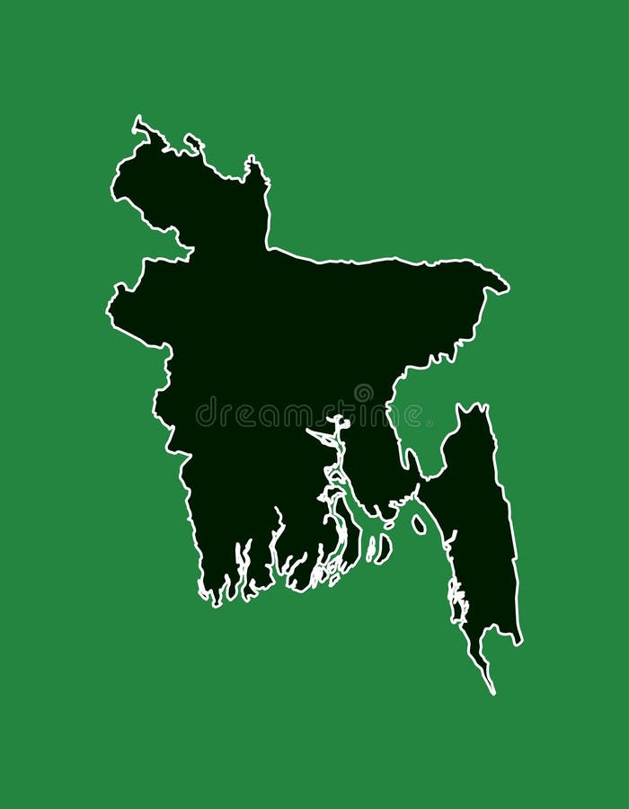 Bangladesh Vector Map with Border Lines of Divisions Using Dark Green ...