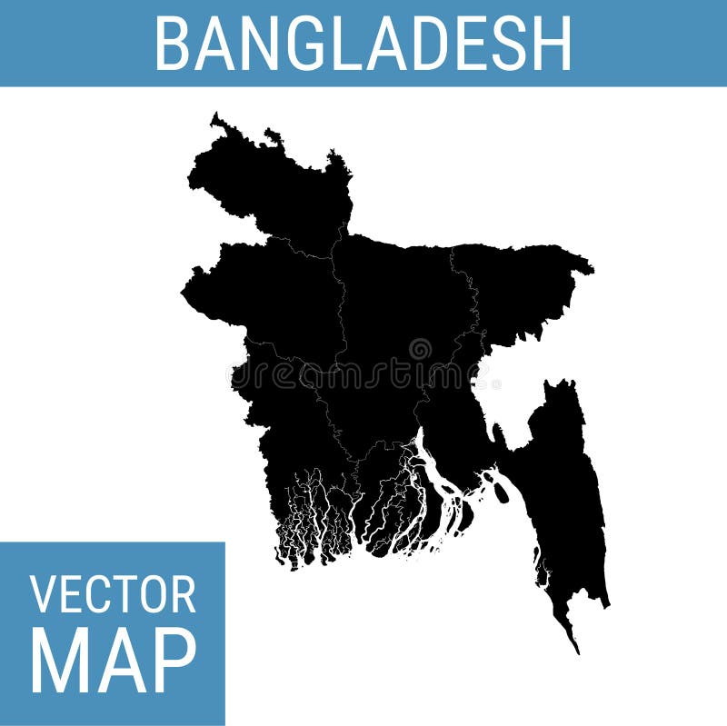 Bangladesh Vector Map with Border Lines of Divisions Using Dark Green ...