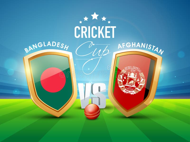 Bangladesh Vs Afghanistan Cricket Match Concept Stock Illustration