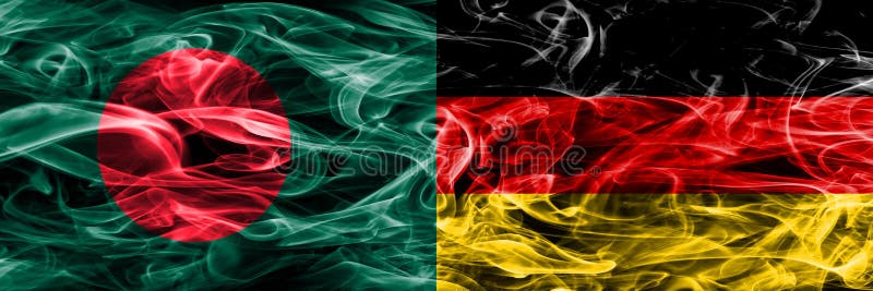 Bangladesh Vs Germany Smoke Flags Placed Side by Side. Thick Colored ...