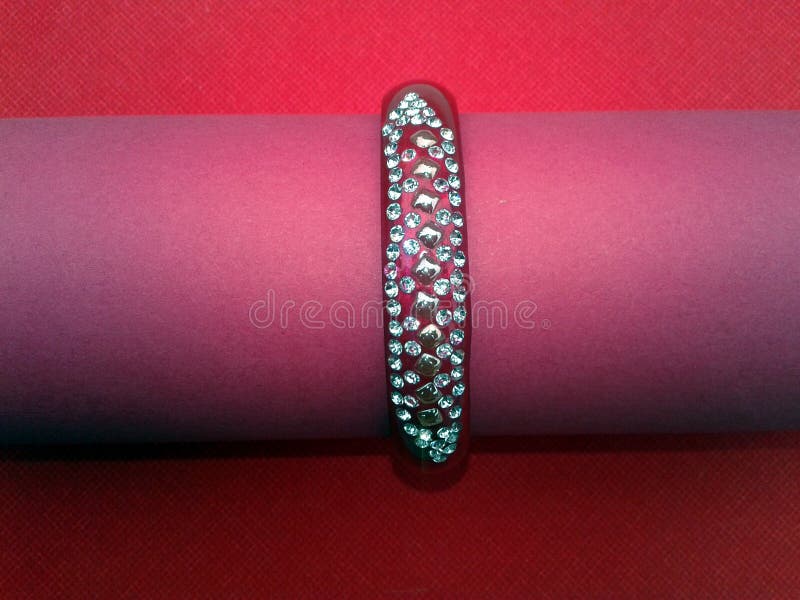 Bangles With Diamond Unique Red Combinations On Red Background Stock ...