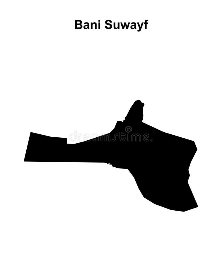 Bani Suwayf outline map stock vector. Illustration of bani - 360360360