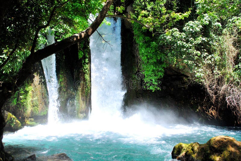 Banias Waterfall stock photo. Image of fall, forest, green - 53013818