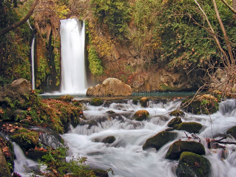 Banias river waterfall stock photo. Image of sight, galilee - 7879690