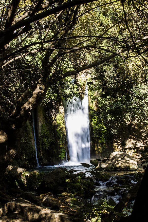 Banias Waterfall and park stock image. Image of green - 46130055