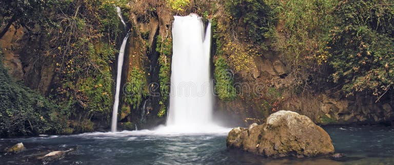 Banias waterfall pond stock image. Image of cascade, rock - 7880065