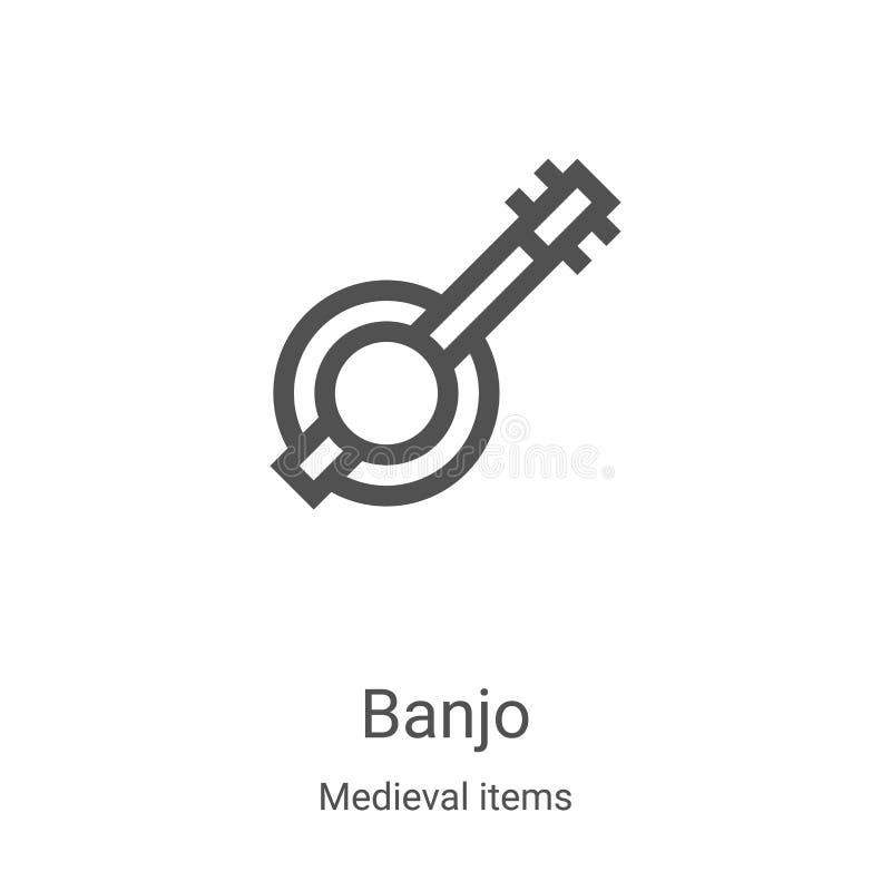 Banjo Icon Vector from Medieval Items Collection. Thin Line Banjo ...