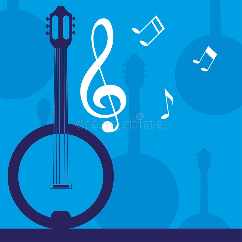 Banjo Instrument Musical Note Background Stock Illustration ...