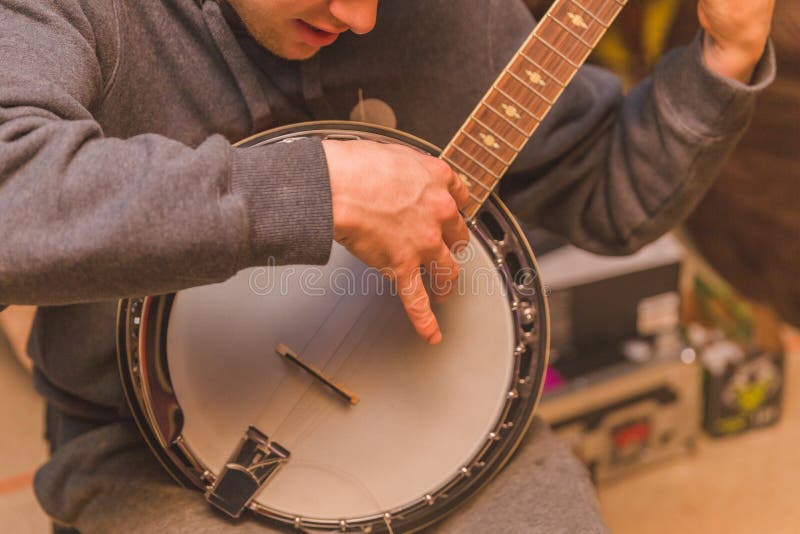 Banjo Playing Getting into it Stock Image - Image of entertainment ...