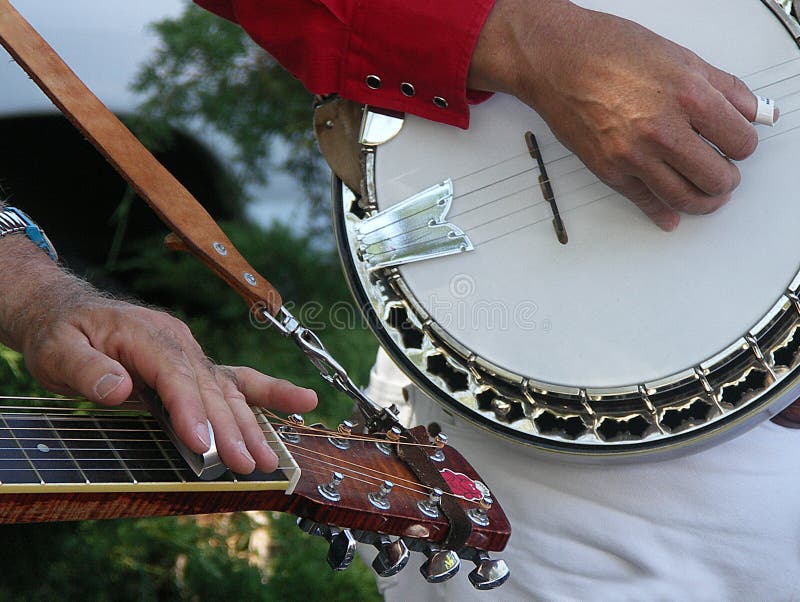 Banjo and Slack String Guitar Players Stock Image - Image of bluegrass ...