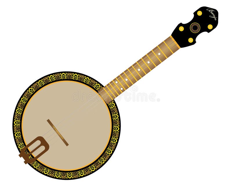 Banjo - 5 string stock illustration. Illustration of fretboard - 48156435
