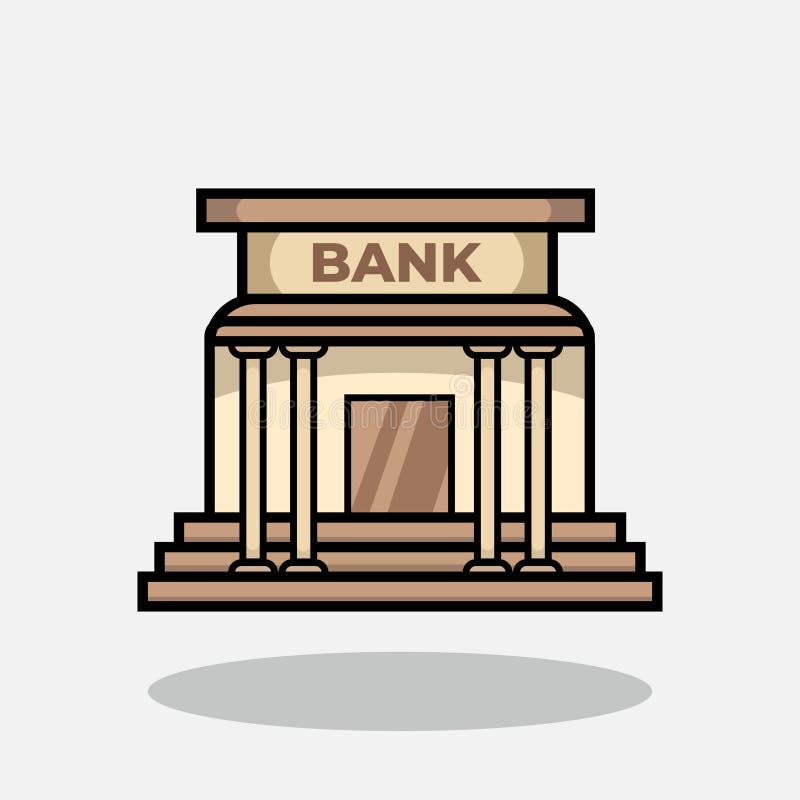 Vector Cartoon Bank Building Illustration Vector for Designs Stock ...