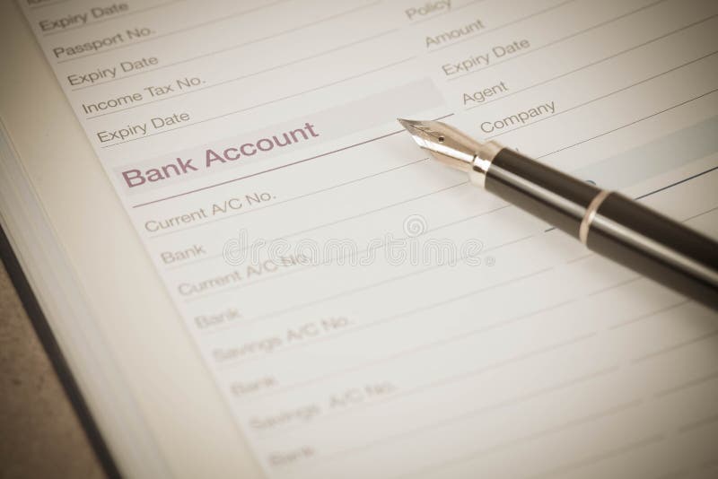 Bank Account in Book Note with Fountain Pen Stock Photo - Image of ...