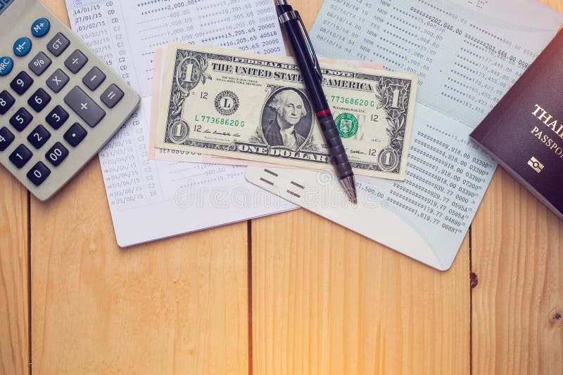 Bank Account Pen,dollar and Calculator Stock Image - Image of ...