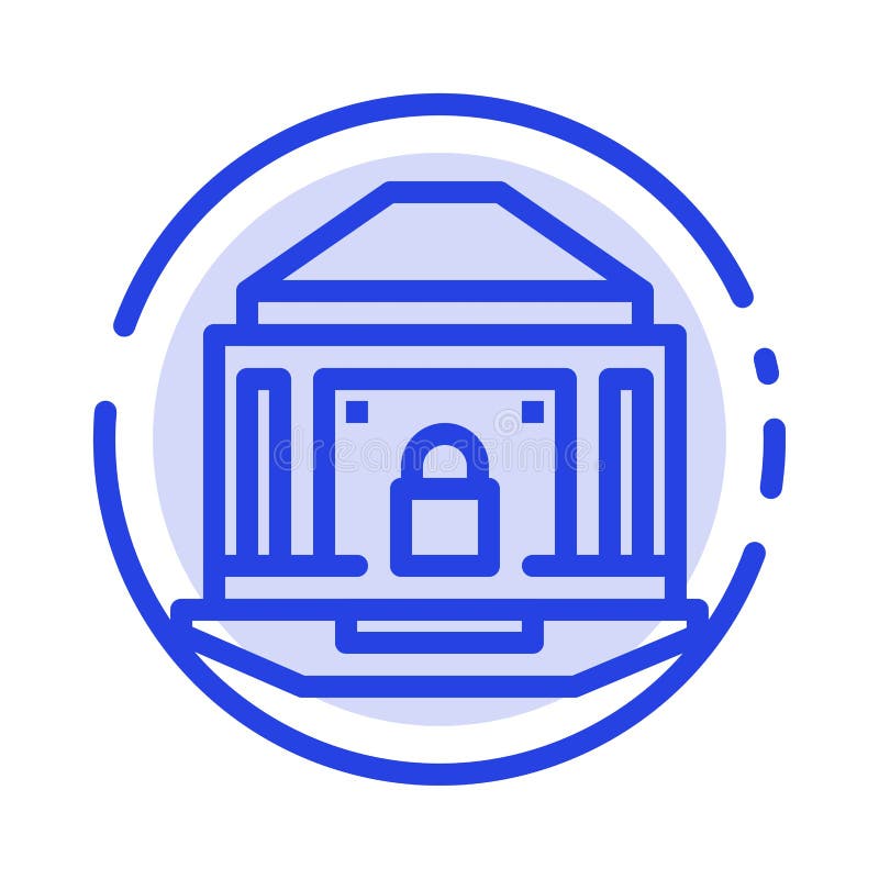 Bank, Banking, Internet, Lock, Security Blue Dotted Line Line Icon ...