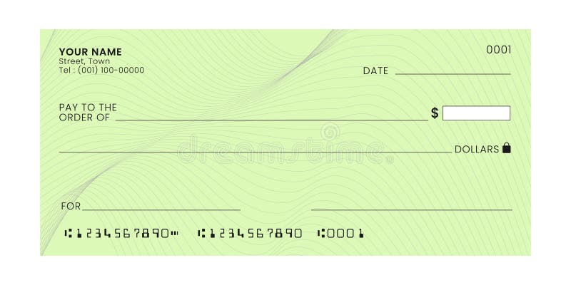 Bank Blank Cheque Payment Mockup Template Vector Stock Vector ...