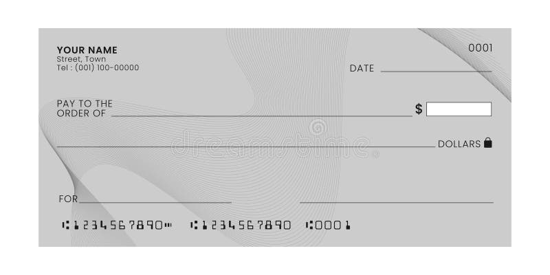 Bank Blank Cheque Payment Mockup Template Vector Stock Vector ...