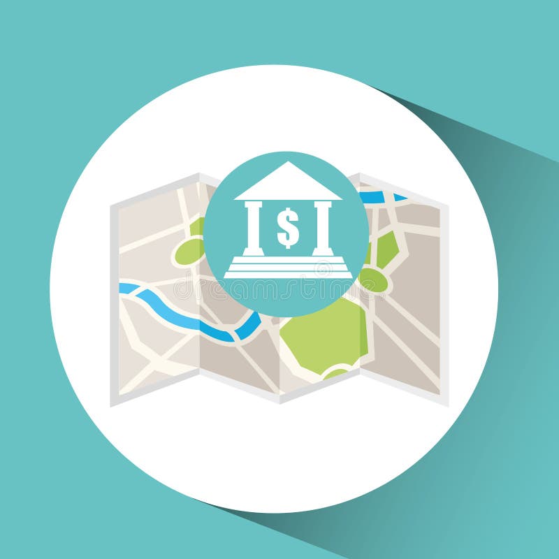 Bank Buiding Map Pin Pointer Design Stock Vector - Illustration of ...