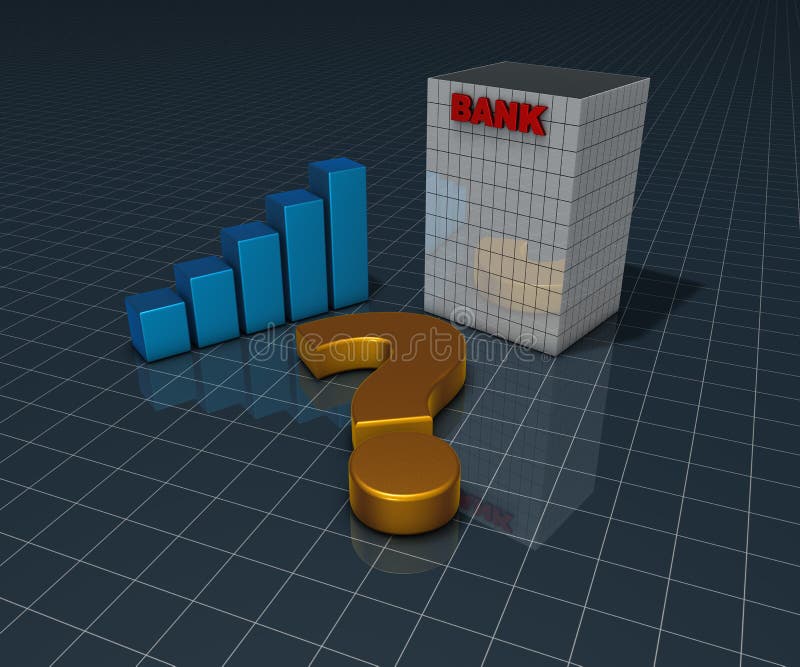 Bank Building and Question Mark Stock Illustration - Illustration of ...