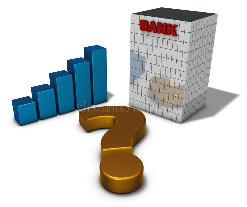 Bank Building and Question Mark Stock Illustration - Illustration of ...