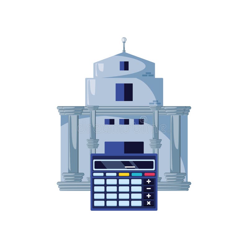 Bank Building with Calculator Math Stock Vector - Illustration of ...