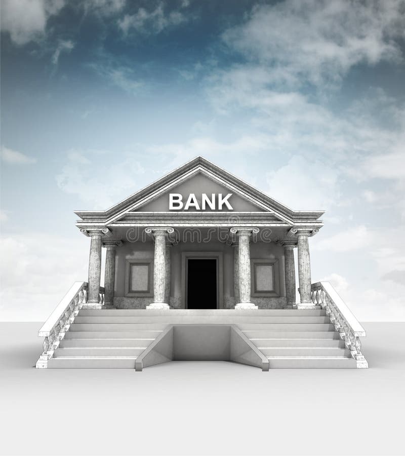 Bank Building in Classic Ionic Style with Sky Stock Illustration ...