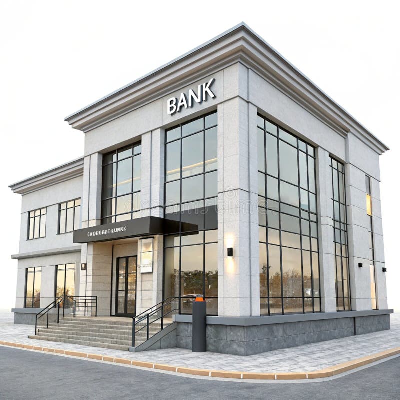 Bank Building 3D Illustration Isolated on White Background Stock ...