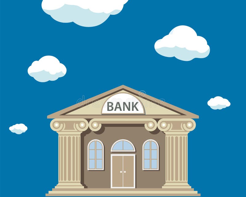 Bank Building Facade with Columns in Flat Graphics Stock Vector ...