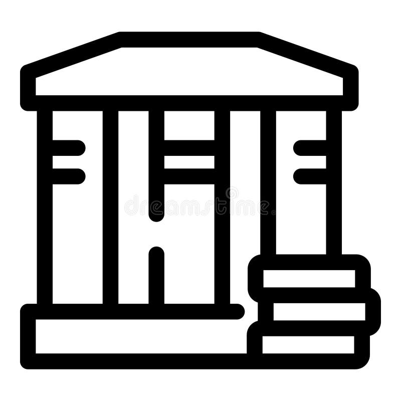 Bank Building Facade with Columns and Steps Icon Stock Illustration ...