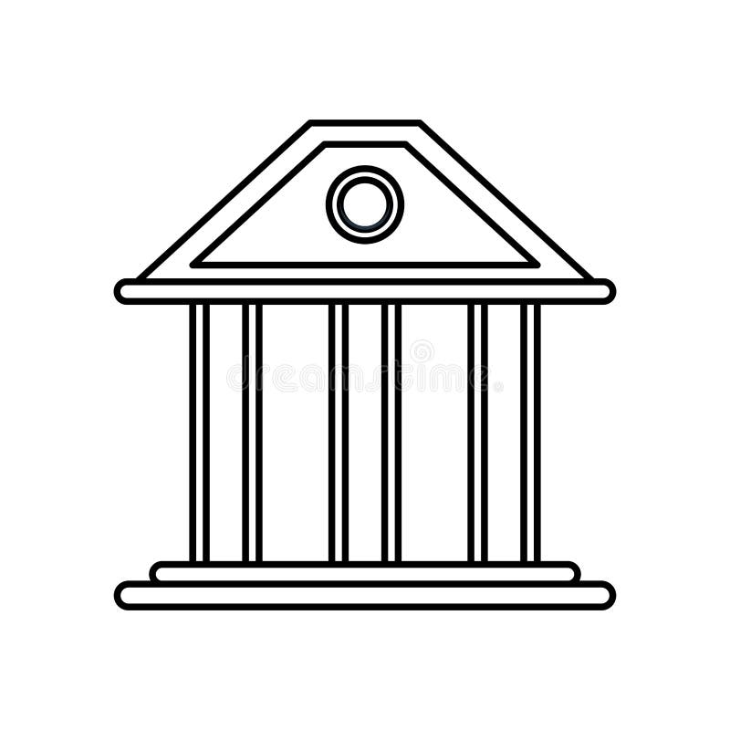 Bank Building with Columns Symbol Isolated Stock Vector - Illustration ...