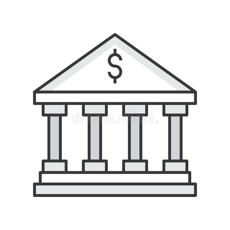 Bank building outline icon stock vector. Illustration of simple - 131670796
