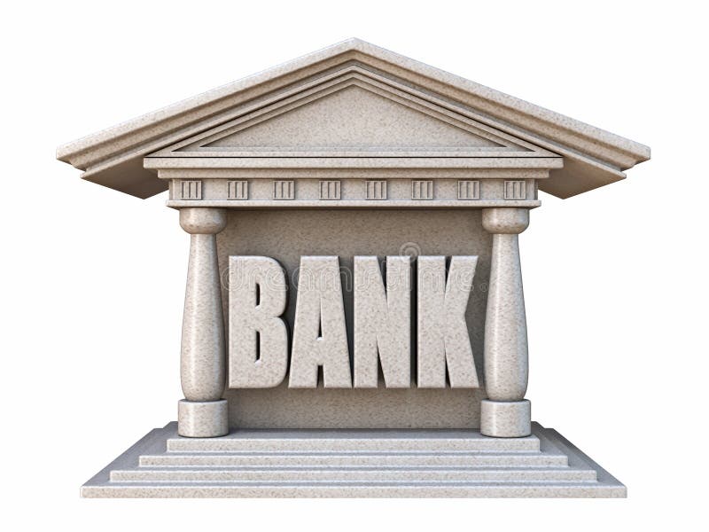 Bank Building Front View 3D Stock Illustration - Illustration of ...