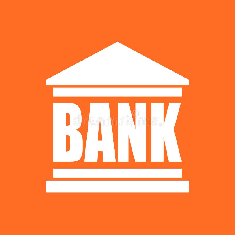 Bank Building Icon in Flat Style. Vector Illustration on Orange Stock ...