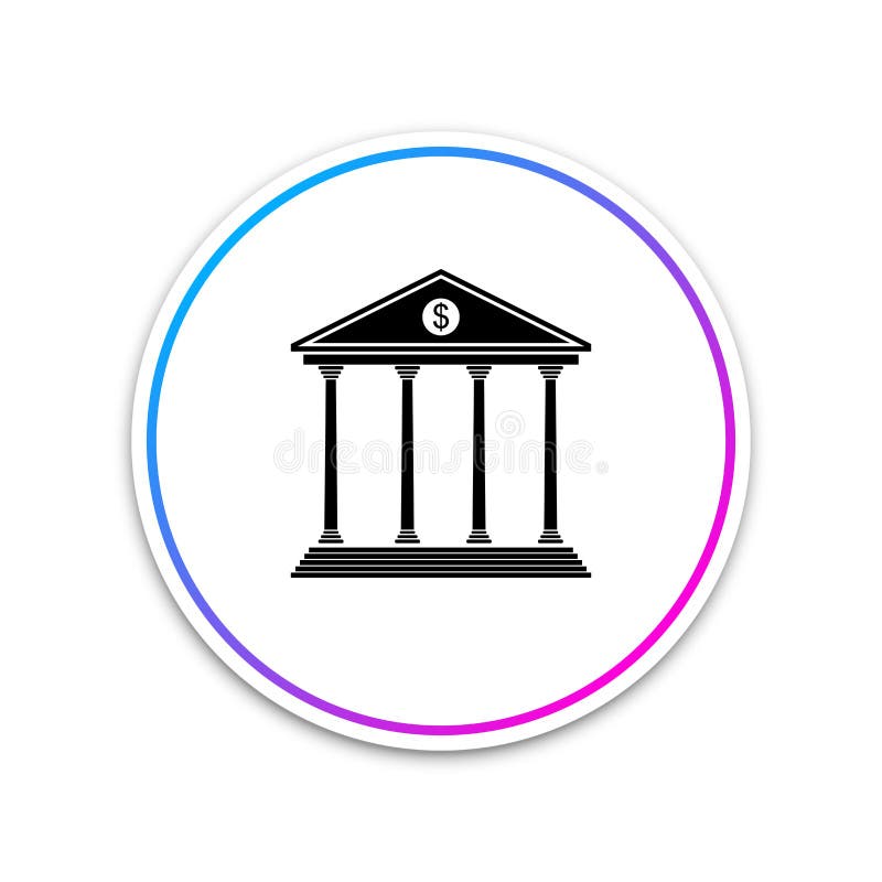 Bank Building Icon Isolated on White Background. Circle White Button ...