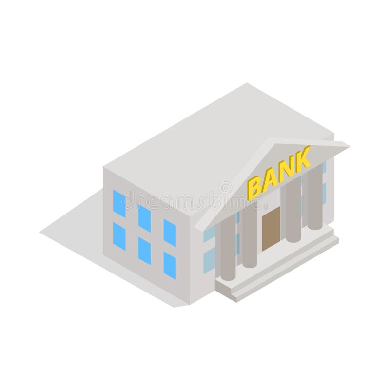 Bank Building Icon, Isometric 3d Style Stock Illustration ...