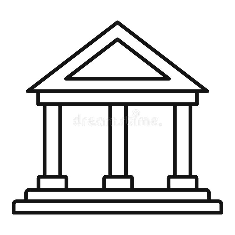 Bank Building Icon, Outline Style Stock Vector - Illustration of ...
