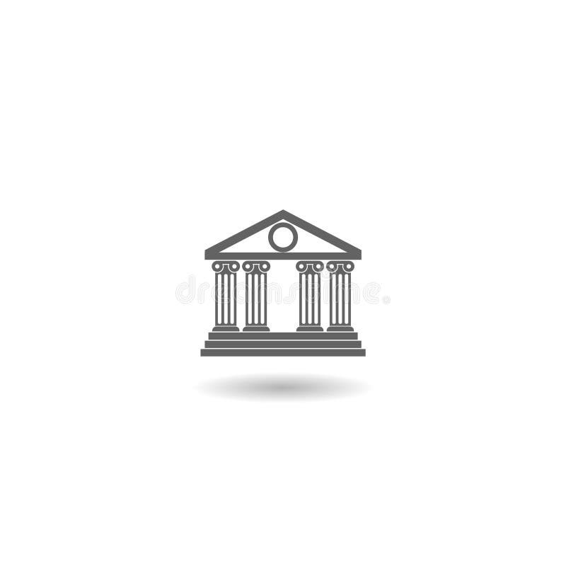 Bank Building Icon with Shadow Stock Vector - Illustration of finance ...