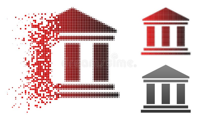 Dissipated Pixel Halftone Bank Building Icon Stock Vector ...