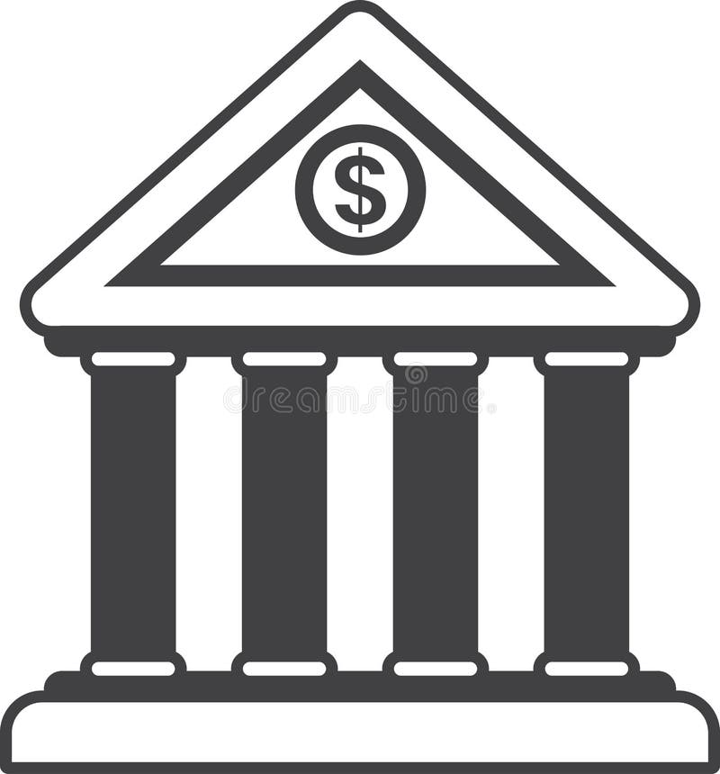 Bank Building Illustration in Minimal Style Stock Vector - Illustration ...