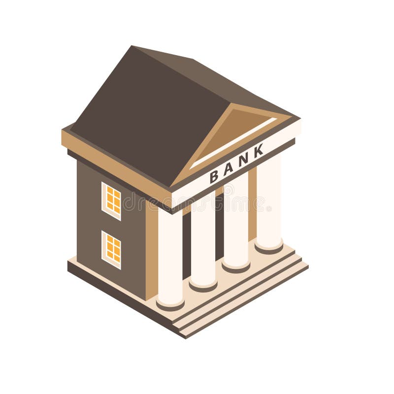 Bank Building Isometric Composition Stock Vector - Illustration of ...