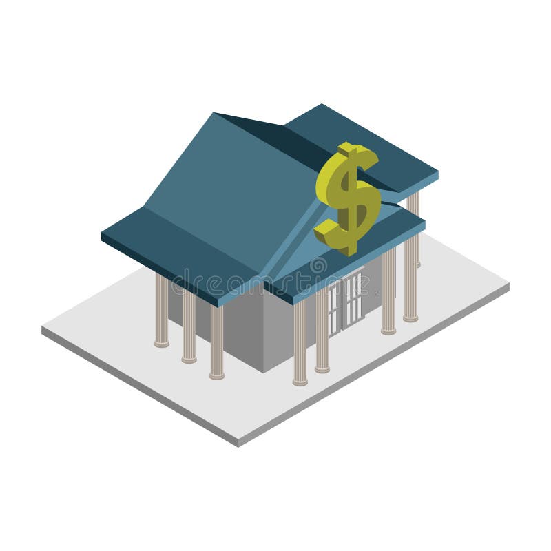 Bank Building Isometric . Financial Building on White Ba Stock Vector ...