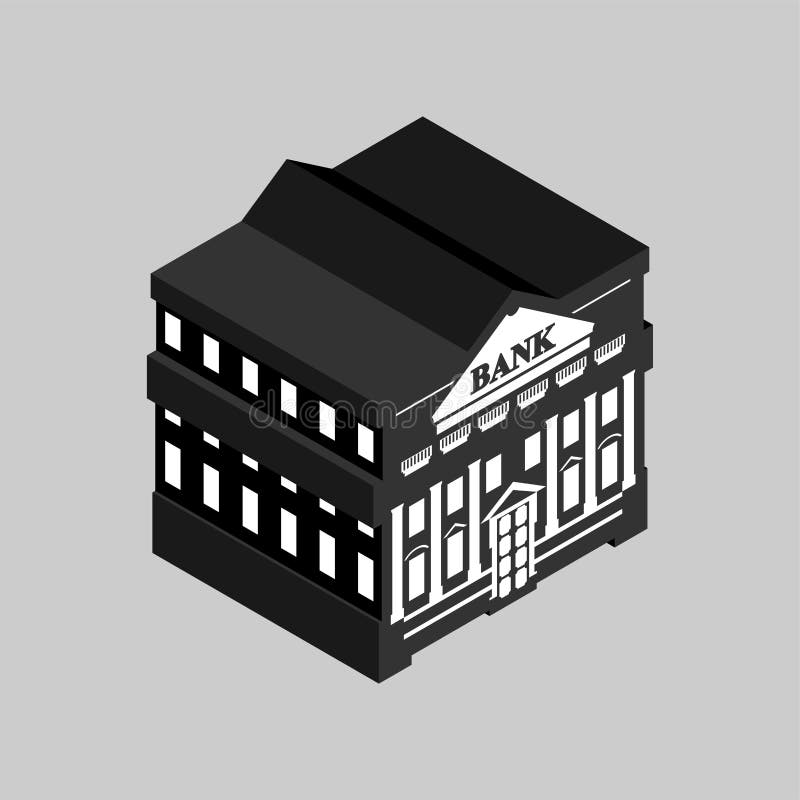 Bank Building Isometric Style Sign. Vector Illustration Stock Vector ...