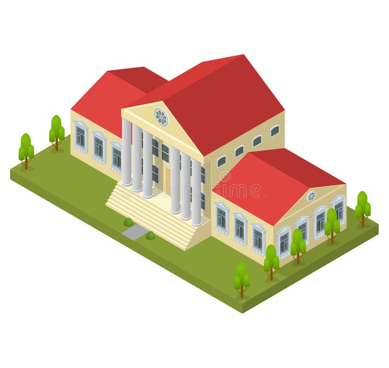 Bank Building Isometric View. Vector Stock Vector - Illustration of ...