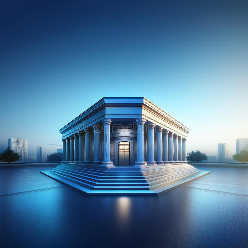 Bank Building Modern with Soft Lighting, Representing the Stability of ...