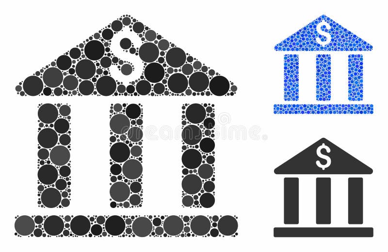 Bank Building Mosaic Icon of Circle Dots Stock Illustration ...