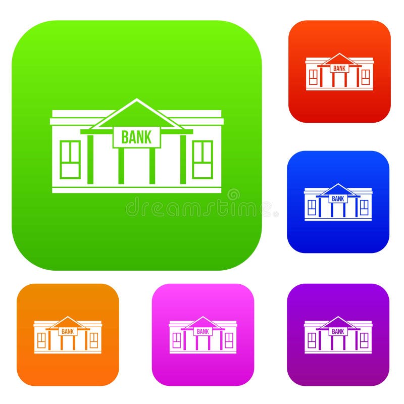 Bank Building Set Collection Stock Vector - Illustration of business ...