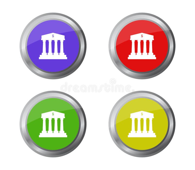 Bank Button Icon Illustrated in Vector on White Background Stock ...